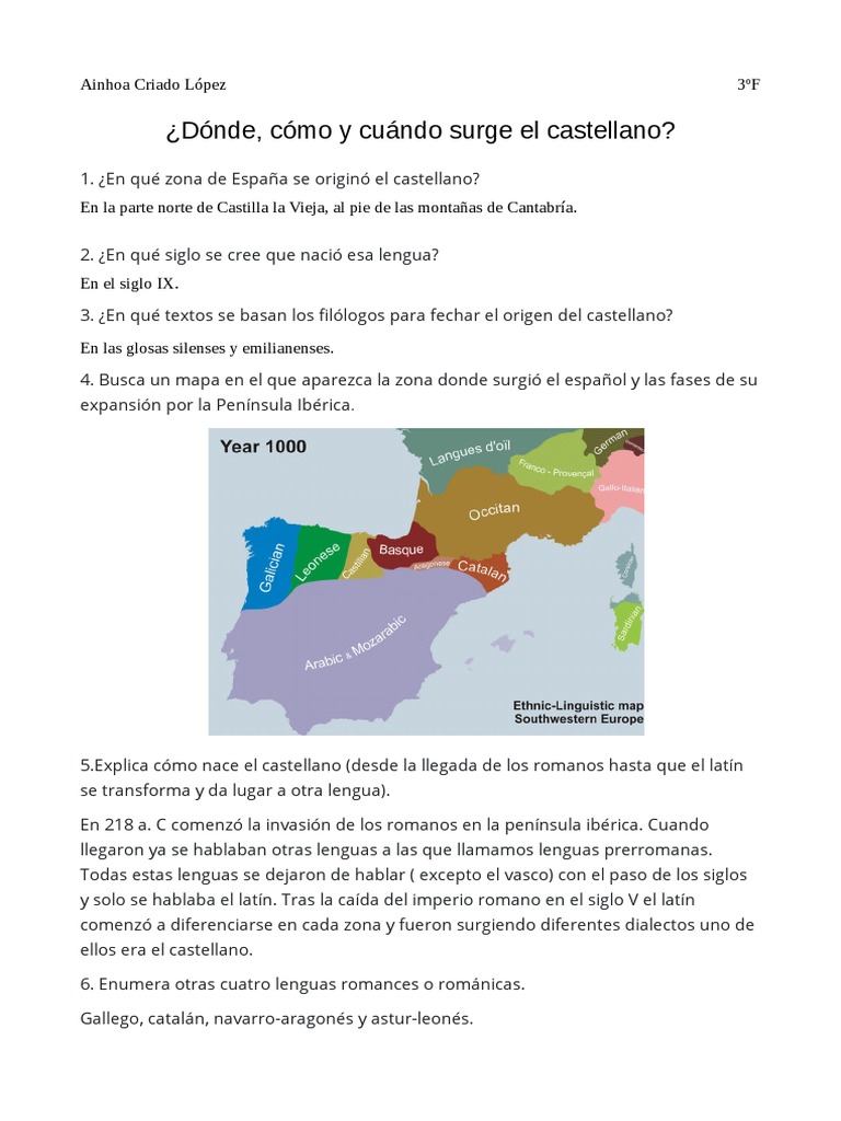 Lengua El Origen Del Castellano | PDF