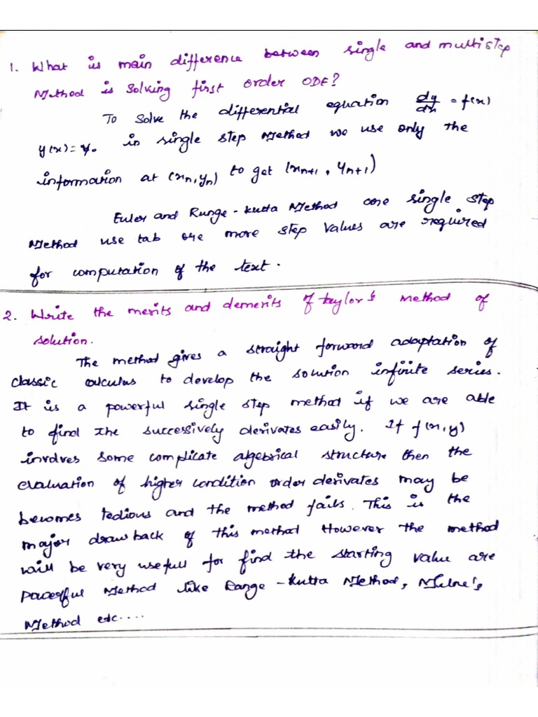 Unit 3-Two Marks | PDF | Numerical Analysis | Differential Equations Unit 3-Two Marks | PDF | Numerical Analysis | Differential Equations