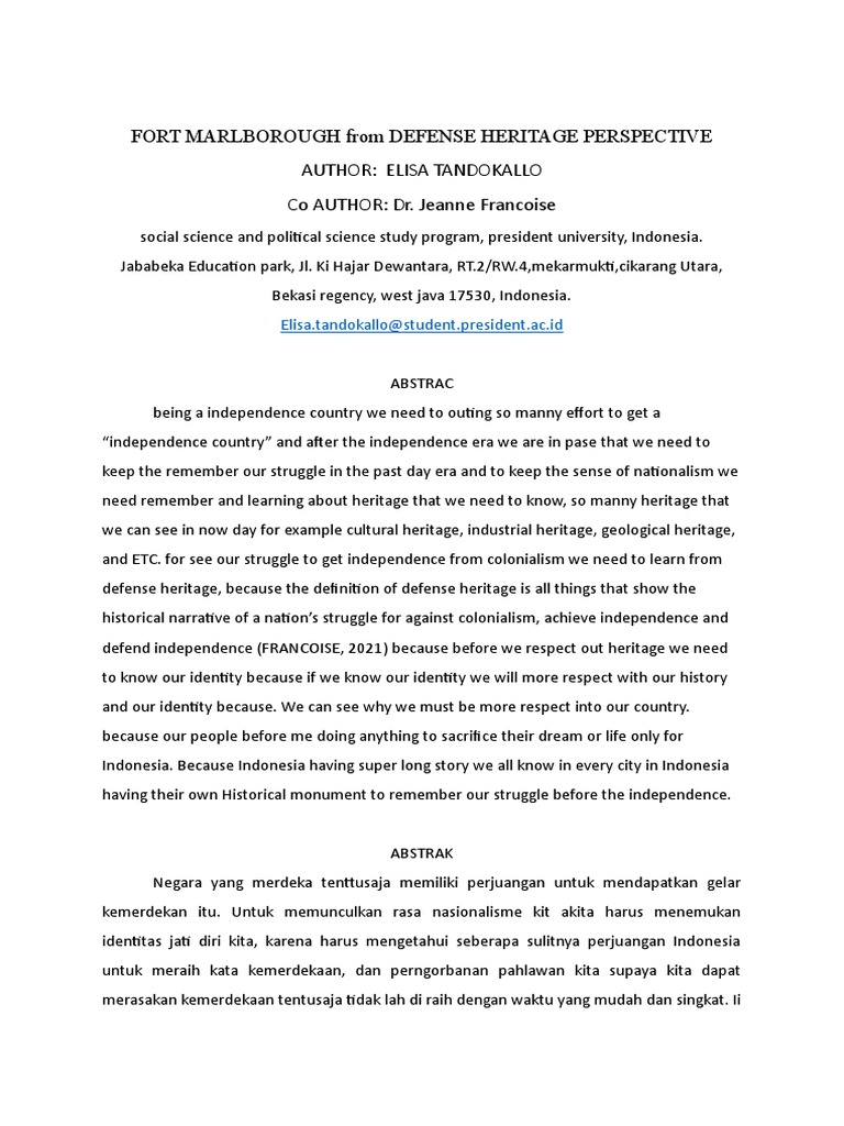 FORT MARLBOROUGH from DEFENSE HERITAGE PERSPECTIVE | PDF | Fortification
