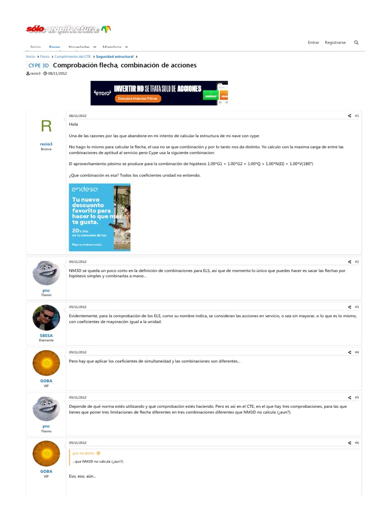 CYPE 3D - Comprobación Flecha, Combinación de Acciones - Foros Sólo Arquitectura | PDF