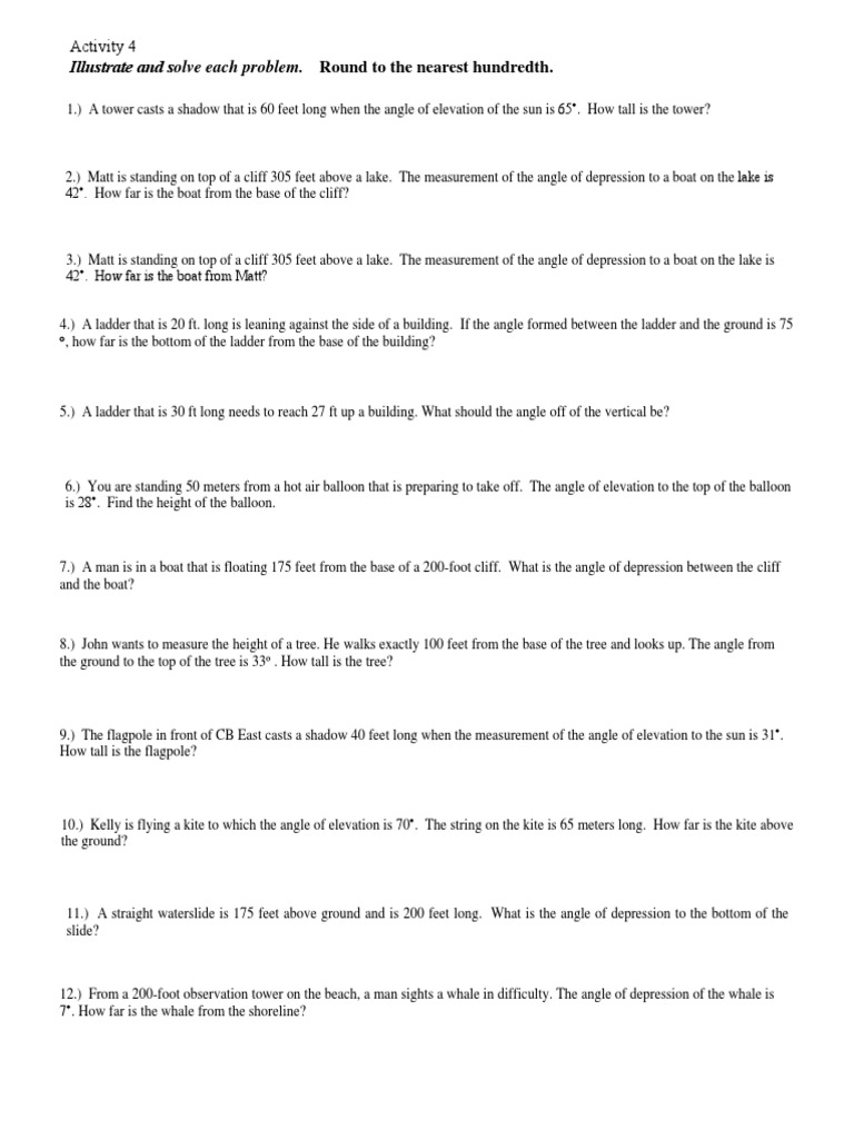 Trigonometry Word Problems | PDF