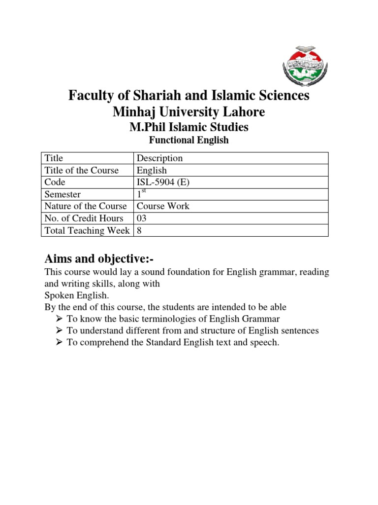 Functional English Course for M.Phil Students | PDF | English Language ...