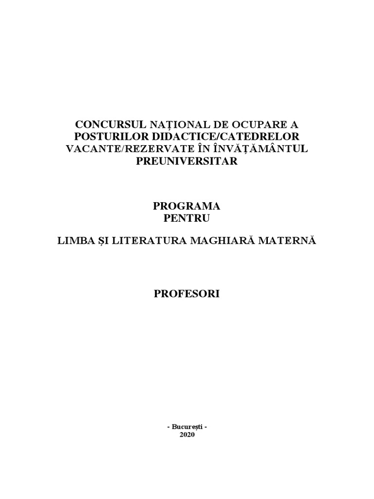 41 Programa Titu P Limba Maghiara Materna | PDF
