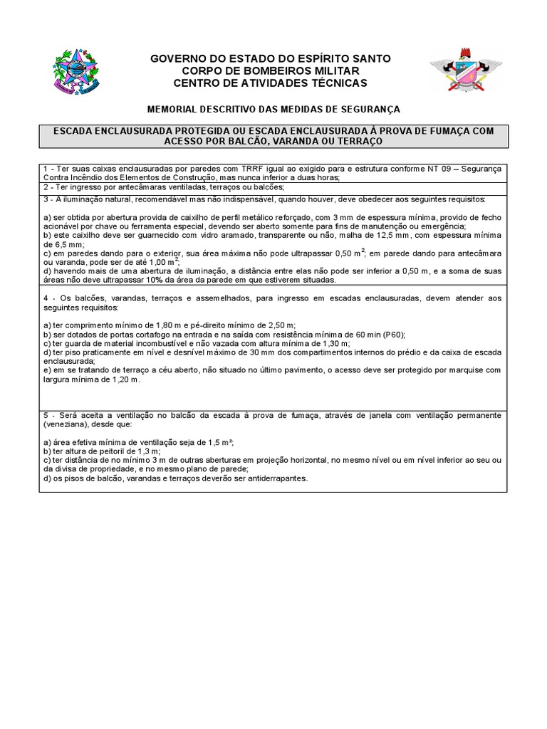 14 - ESCADA ENCLAUSURADA - BALCÃO, VARANDA OU TERRAÇO (NT 10, Parte 1 ...