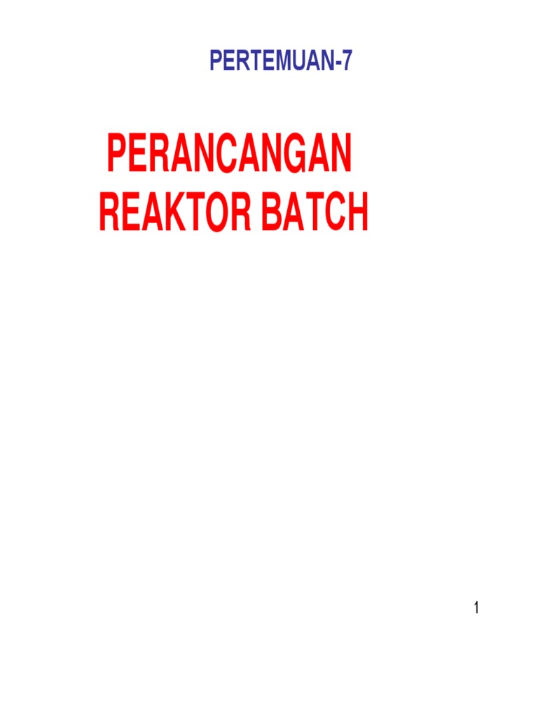 Batch Reaktor | PDF