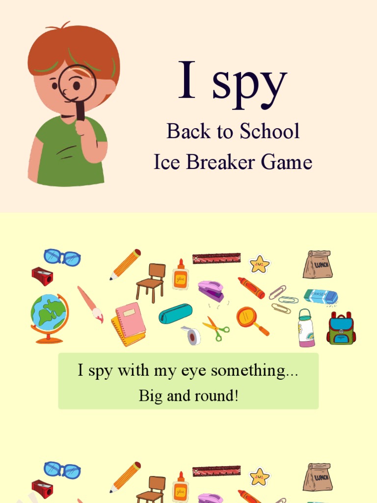 Colorful Illustrative Back To School I Spy Ice Breaker Game ...