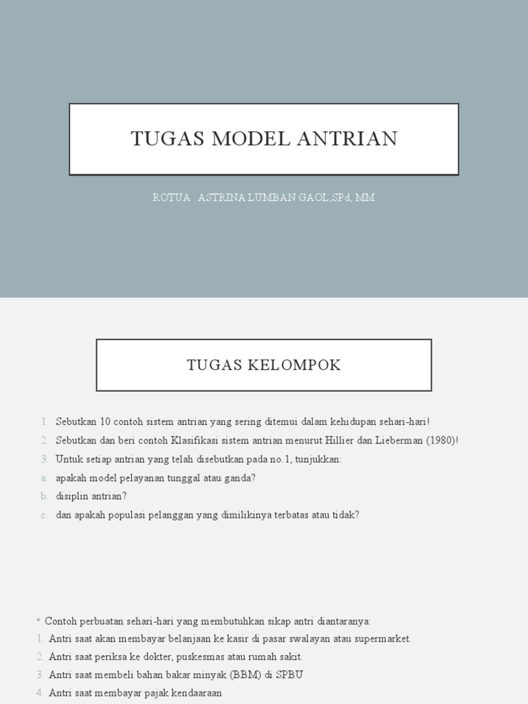 Tugas Kelompok Model Antrian | PDF
