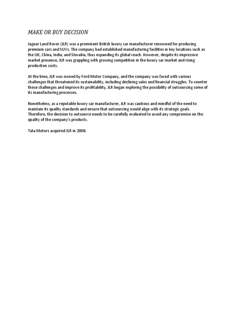 JLR Case Study | PDF | Finance & Money Management