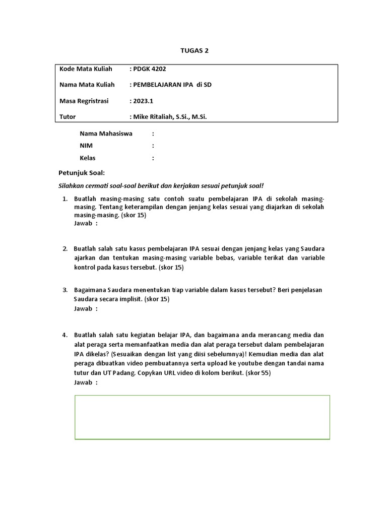 Tugas 2 PDGK 4202 | PDF | Ilmu Sosial