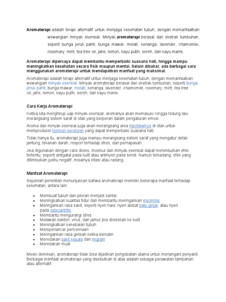 Manfaat dan Cara Menggunakan Aromaterapi | PDF