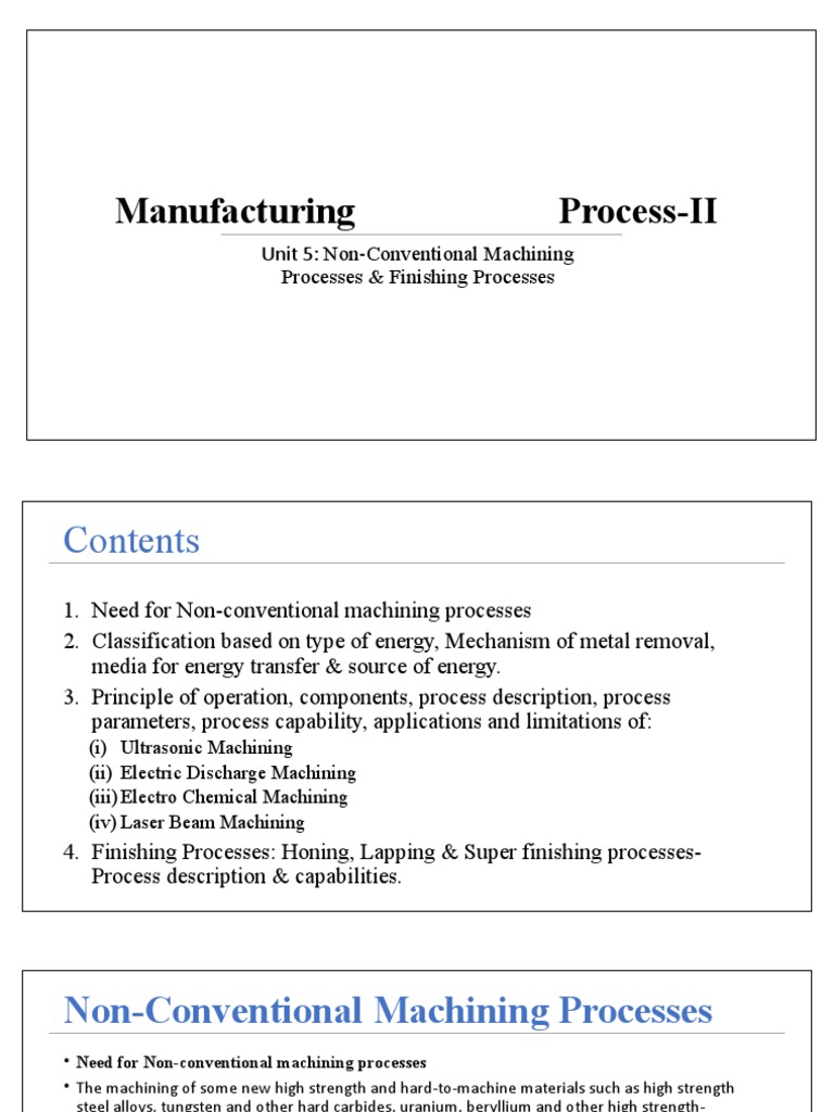 Unit-5- Non Conventional Machining Processes | PDF | Machining | Laser