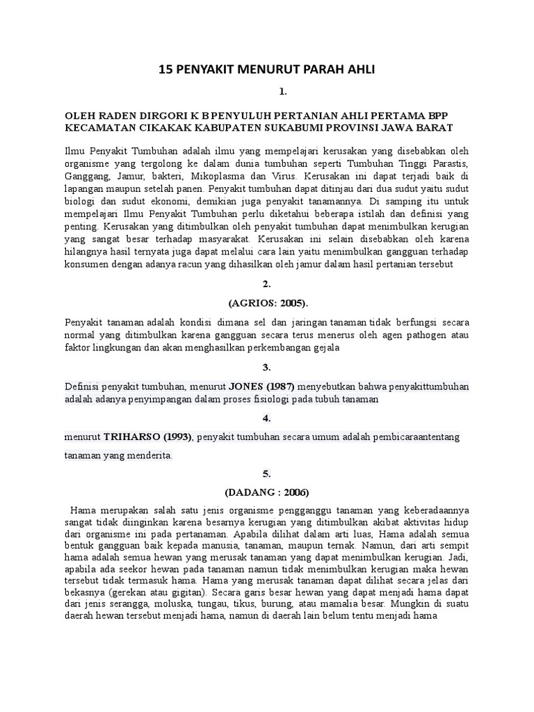 15 Penyakit Menurut Parah Ahli | PDF