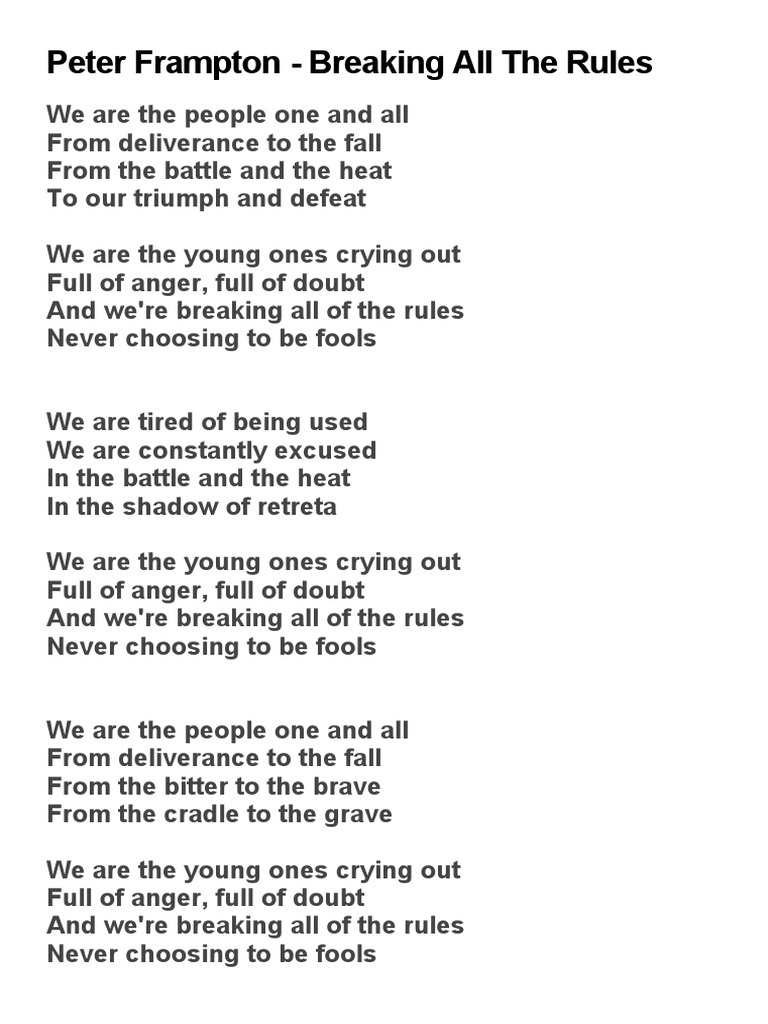Peter Frampton - Breaking All The Rules | PDF