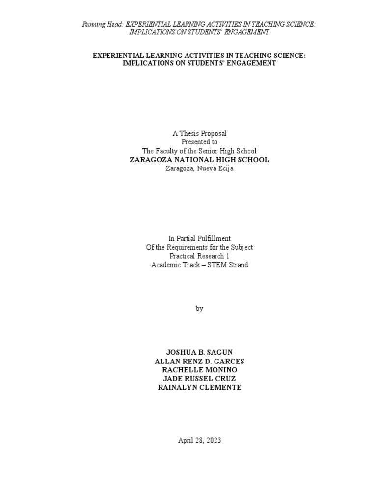 Experiential Learning Paper | PDF | Learning | Pedagogy