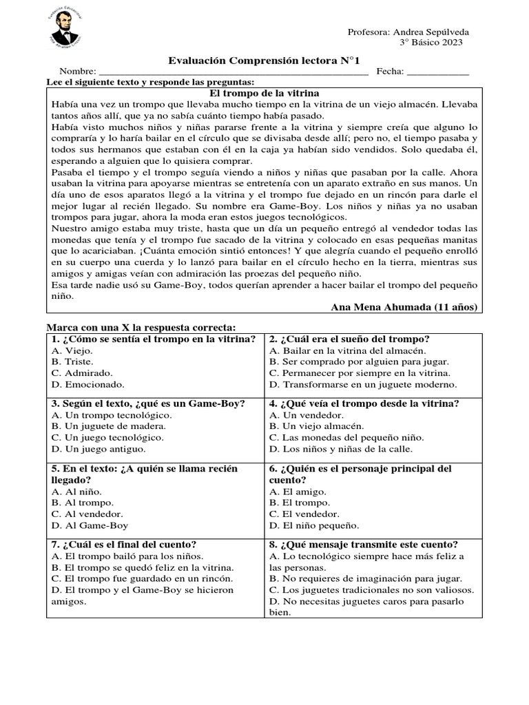 Comprensión Lectora 1 | PDF