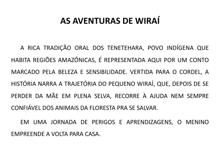 As Aventuras de Wiraí na Selva | PDF