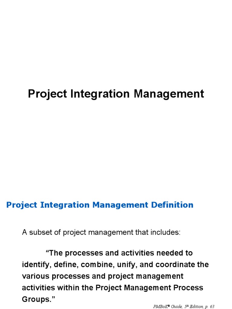 Project Integration Management Pmbok 5th Edition PPT File v1.1 | PDF ...