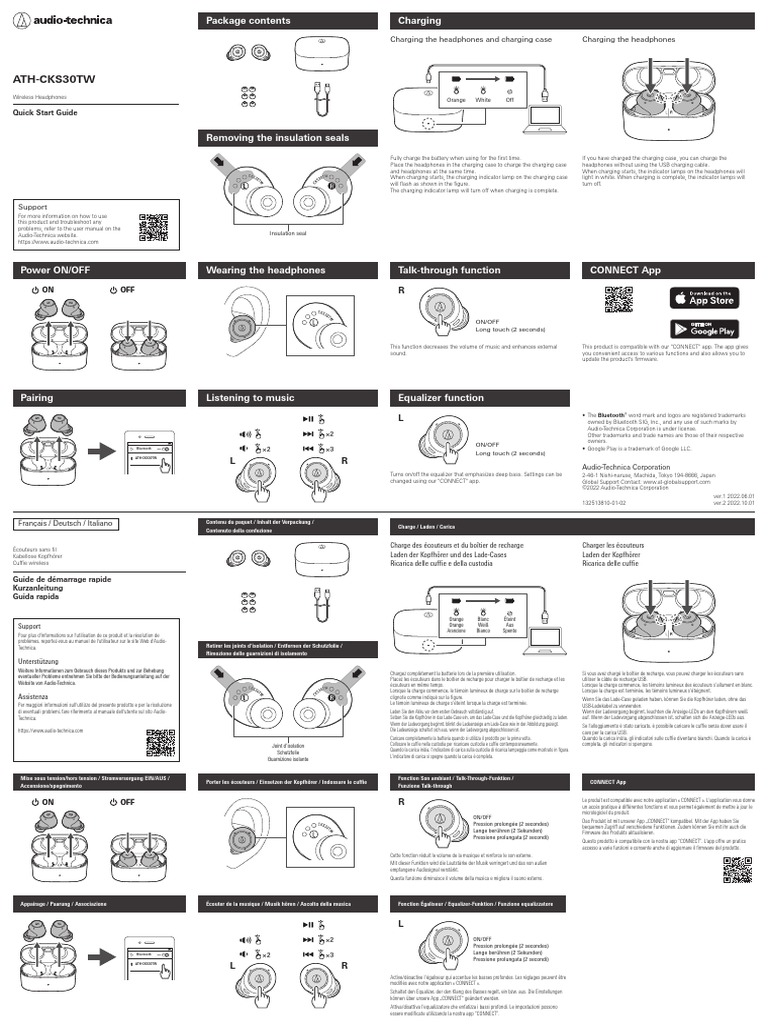 Ath Cks30tw 快速入門指南 | PDF