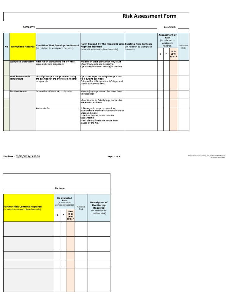 Risk Assesment Form BOSH Final Destination | PDF | Hazards | Risk