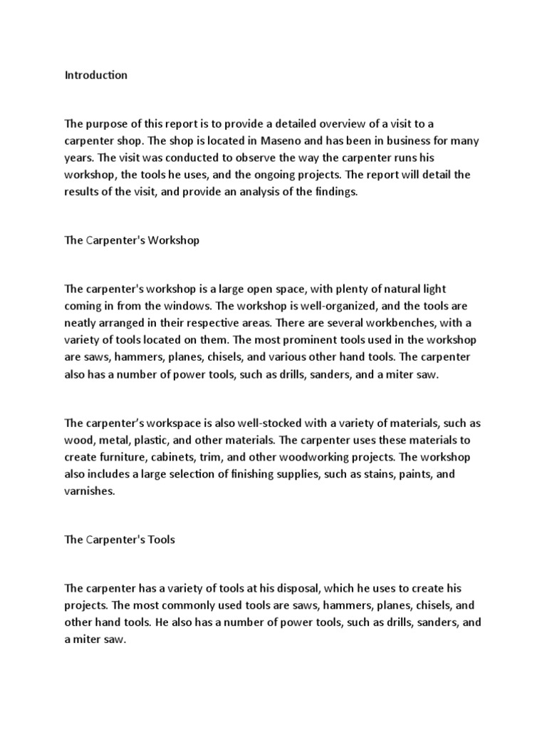 Capentry Shop Visit | PDF | Carpentry | Tools