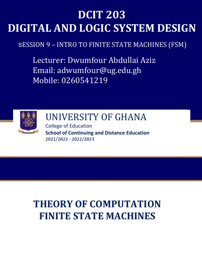 Session 9-Finite State Machines | PDF | Theory Of Computation | Automata Theory