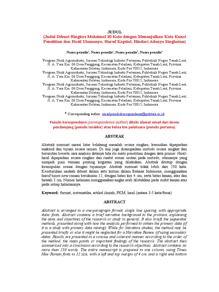 2022-Template Artikel PKM-AI Agroindustri | PDF