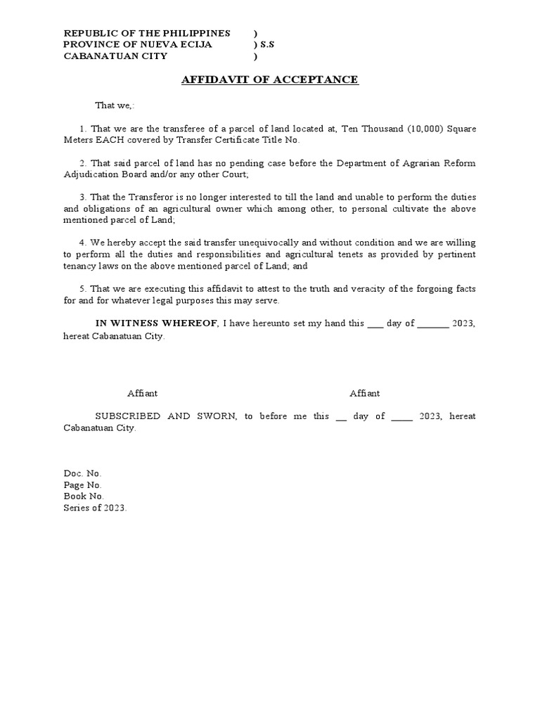 Affidavit of Acceptance | PDF