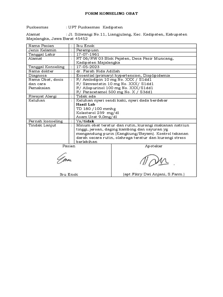 Form Konseling Obat - Kelompok 2 (Angkatan 8) - Final | PDF