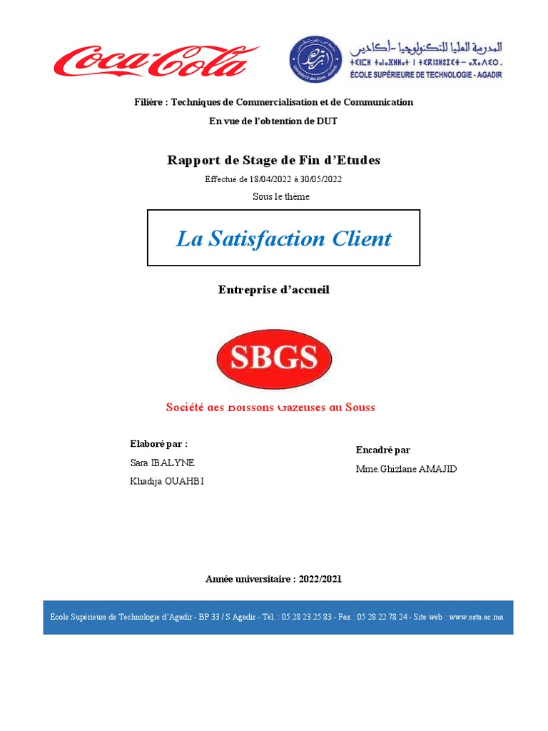 Rapport SFE (Satisfaction Des Clients SGBS) (12 | PDF
