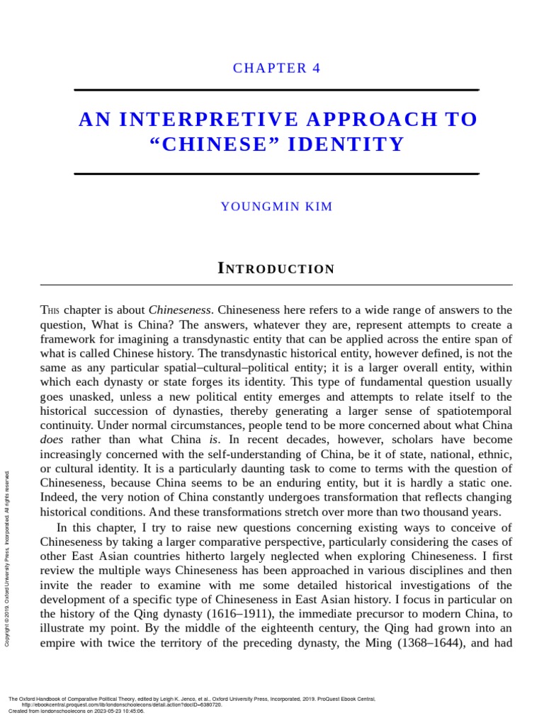 The Oxford Handbook Of Comparative Political Theor 4 An Interpretive Approach To Chinese
