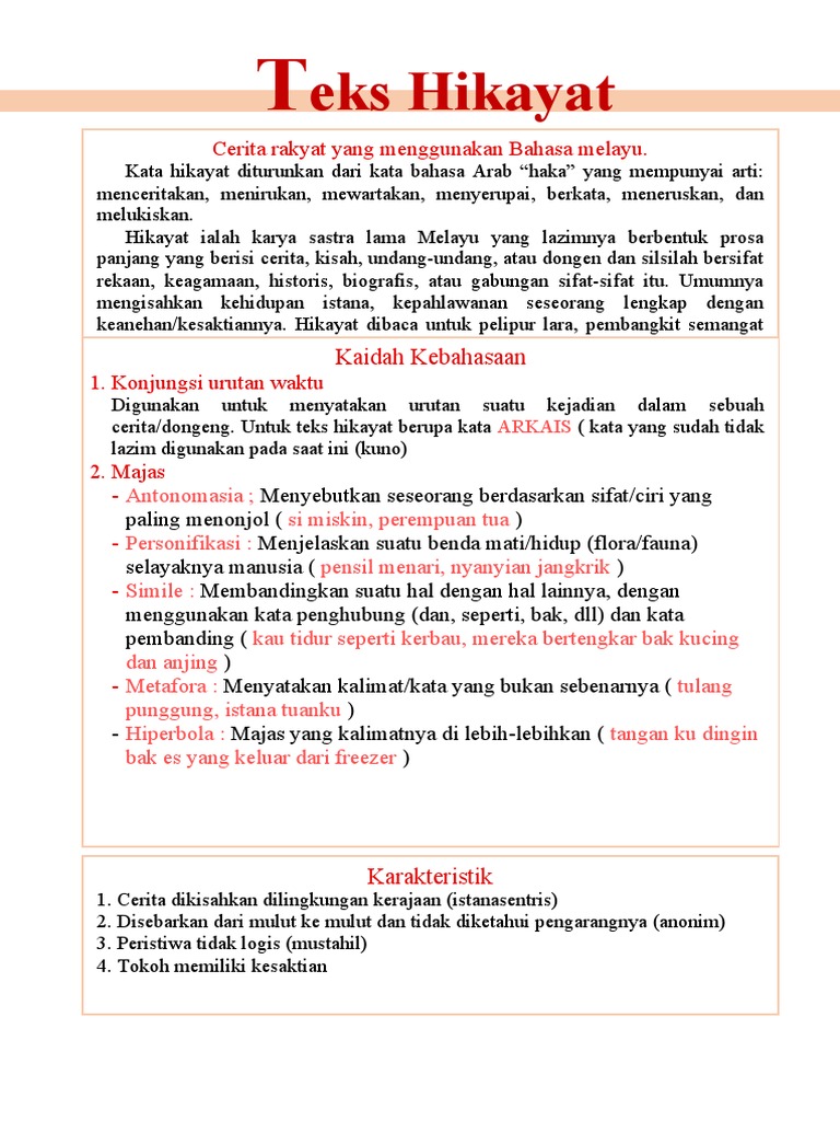 Kaidah Kebahasaan dalam Teks Hikayat | PDF | Sejarah | Fiksi Umum