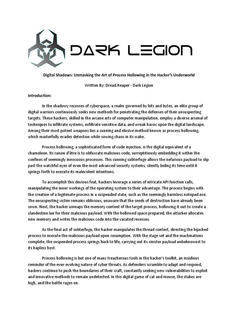 Digital Shadows Unmasking Process Hollowing | PDF | Security | Computer Security