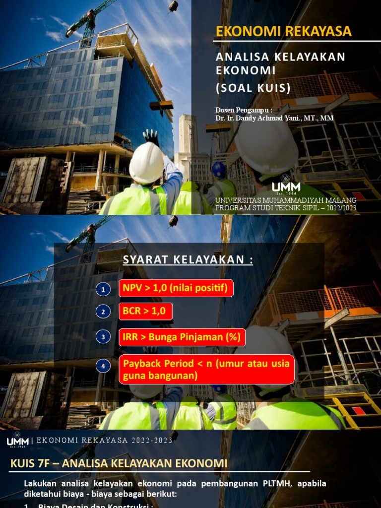 Ekonomi Rekayasa Pertemuan 12 - Kuis Kelas 7F | PDF