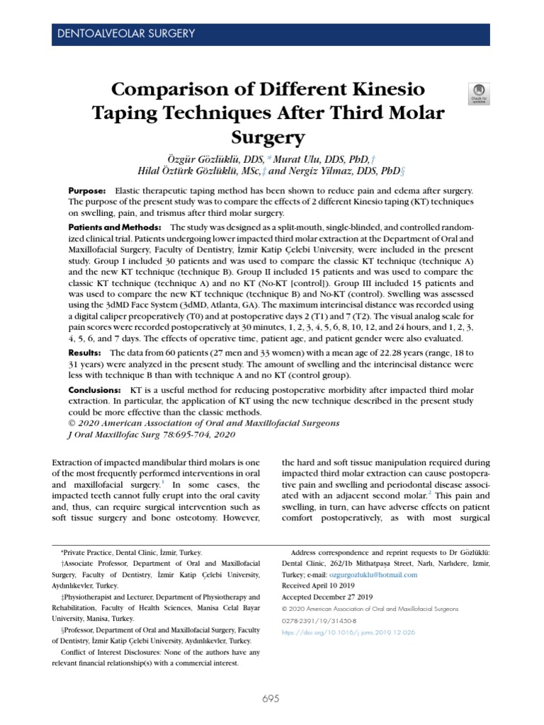 Comparison of Different Kinesio Taping Techniques Following Third Molar ...