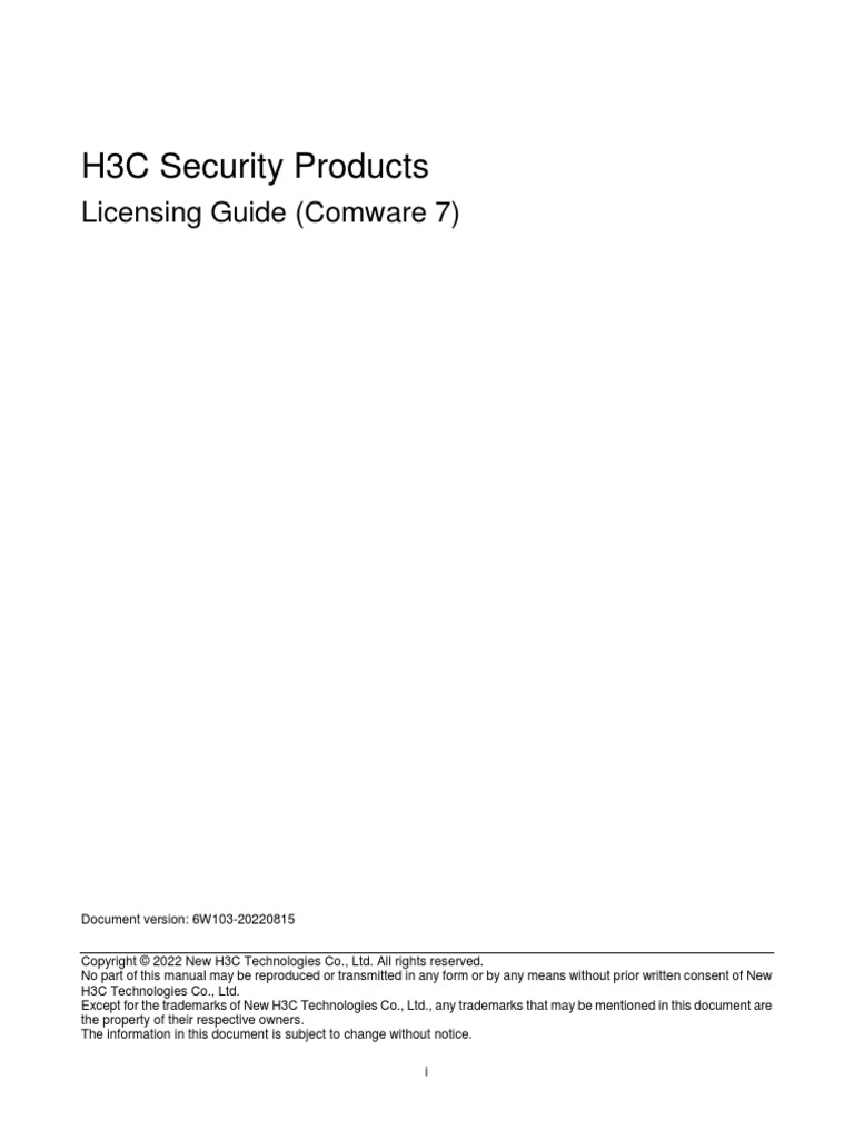 2.-H3C Security Products Licensing Guide (Comware 7) - 6W103 | PDF | Command Line Interface ...
