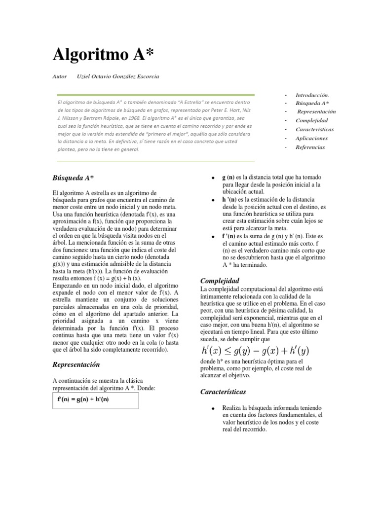 Algoritmo A Star | PDF | Algoritmos y Estructuras de Datos | Áreas de ...