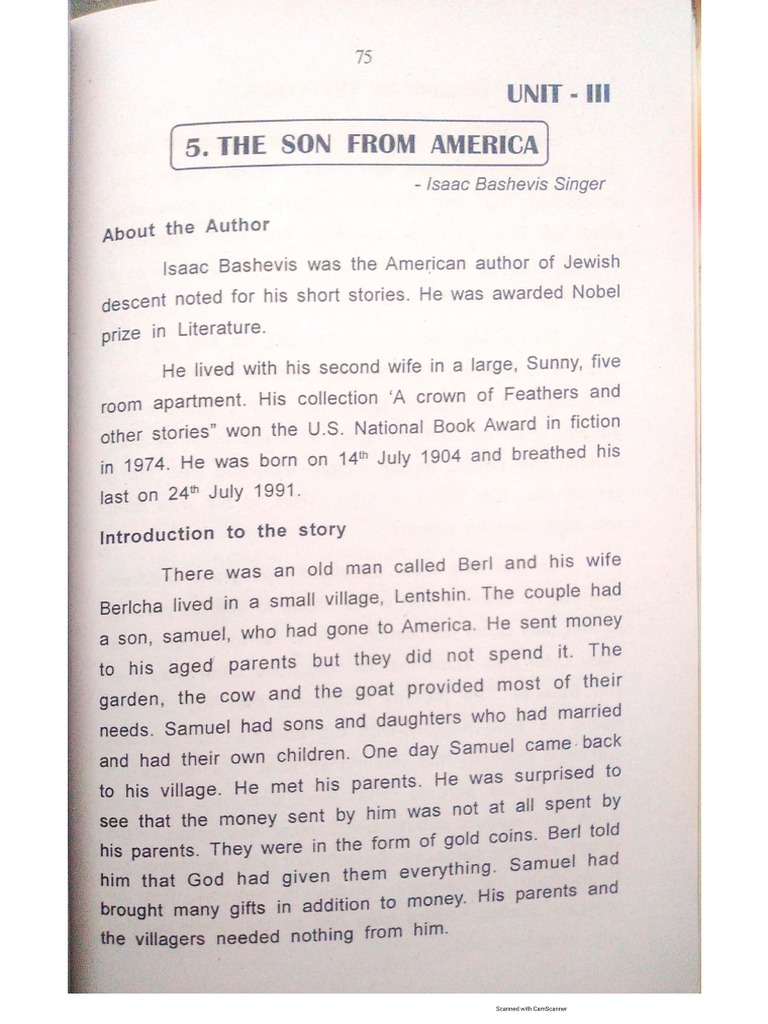 5.the Son From America - Isaac Bashevis Singer | PDF