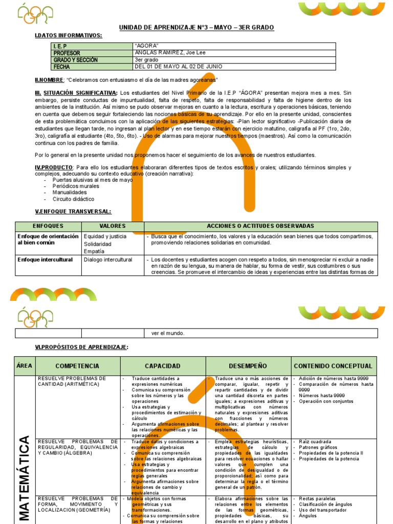 Unidad de Aprendizaje - Abril - 3ro | PDF | Números | Geometría