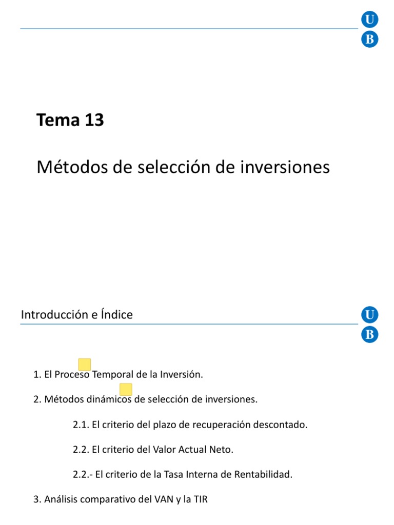 GCTA 17-18 - PresentaciÃ N - Tema 13 - MÃ©todos de SelecciÃ N de Inversiones | PDF | Tasa ...