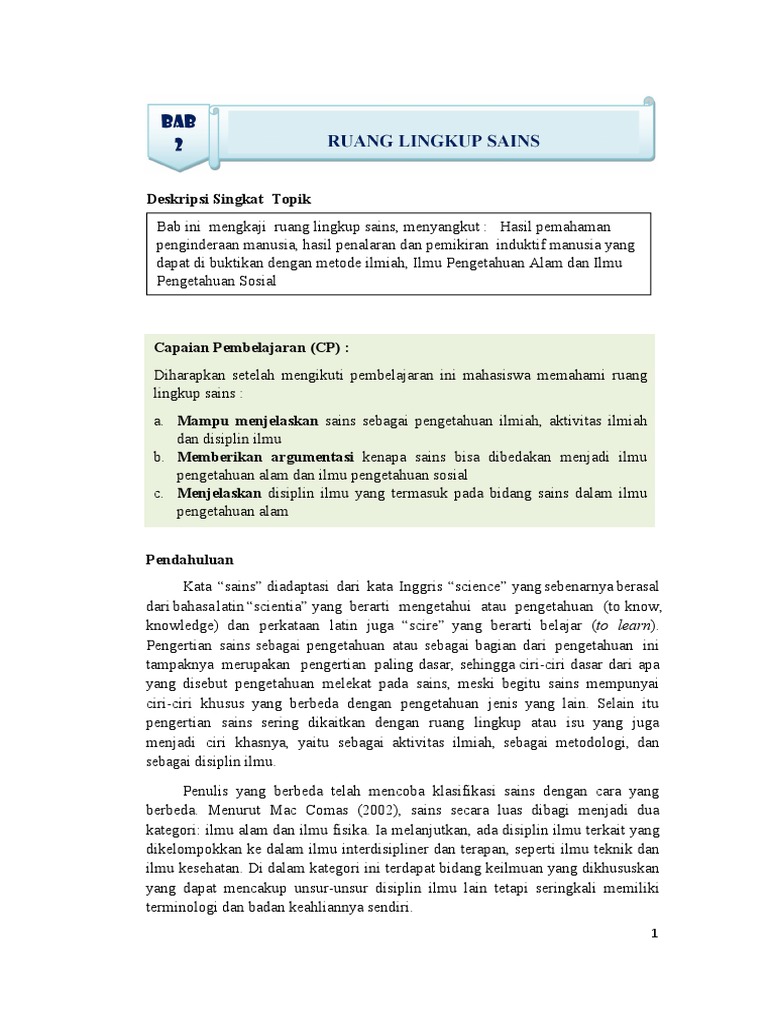 BAB 2 DDS RUANG LINGKUP SAINS-ok | PDF