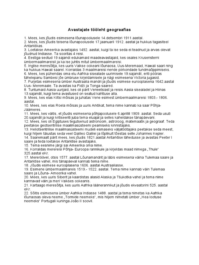 Geograafia Tööleht | PDF