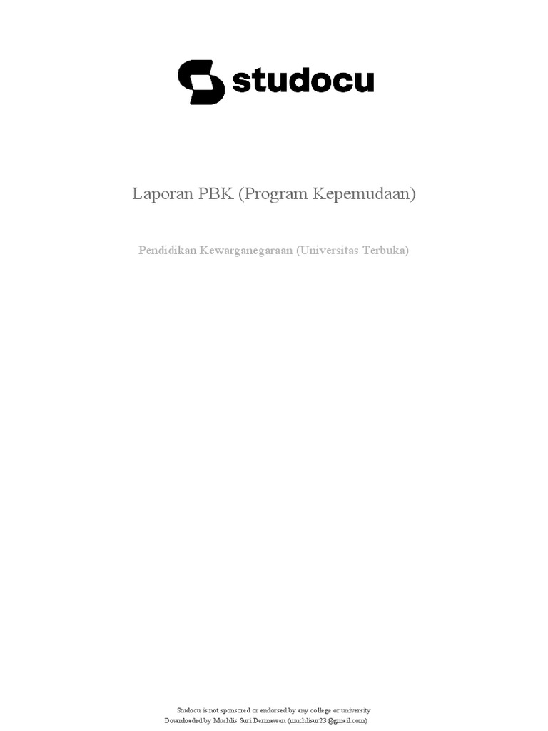 Laporan PBK Program Kepemudaan | PDF