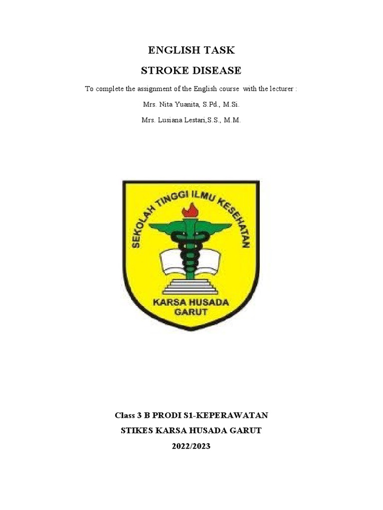 ENGLISH TASK Group 1 Class 3B S1 Kep | PDF | Cancer | Stroke