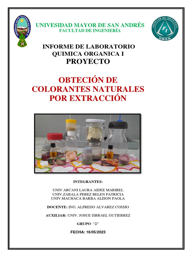 Obtención de Colorantes Naturales | PDF | Química | Sustancias químicas