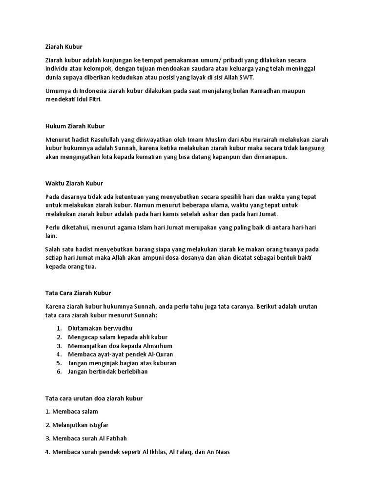 Panduan Ziarah Kubur Islami | PDF