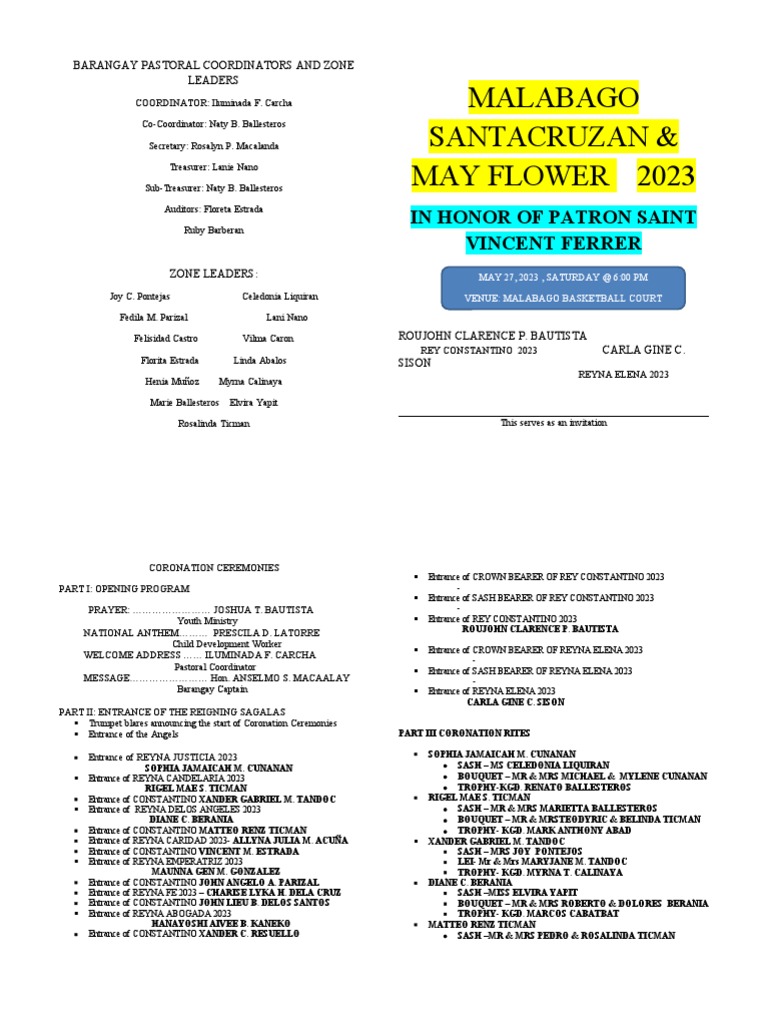 Reyna Emperatriz & Constantino 2023 | PDF | Rituals