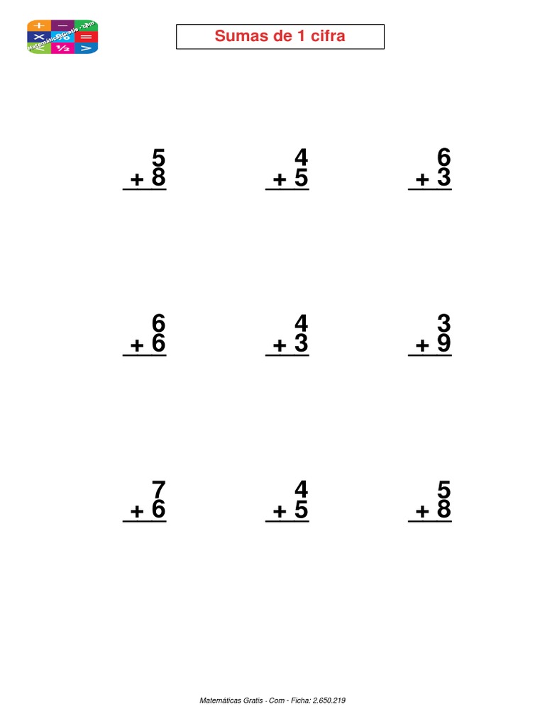 Sumas de 1 Cifra | PDF