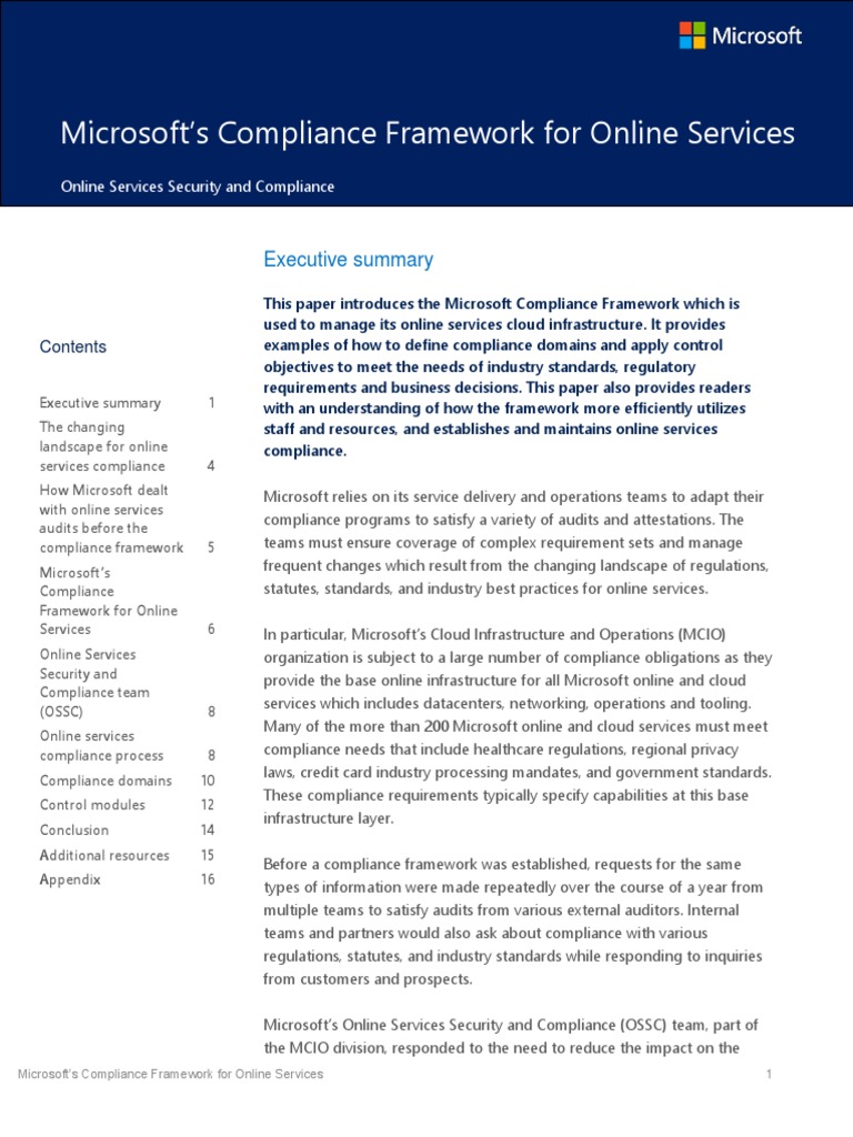 Microsoft Compliance Framework For Online Services | PDF | Information ...