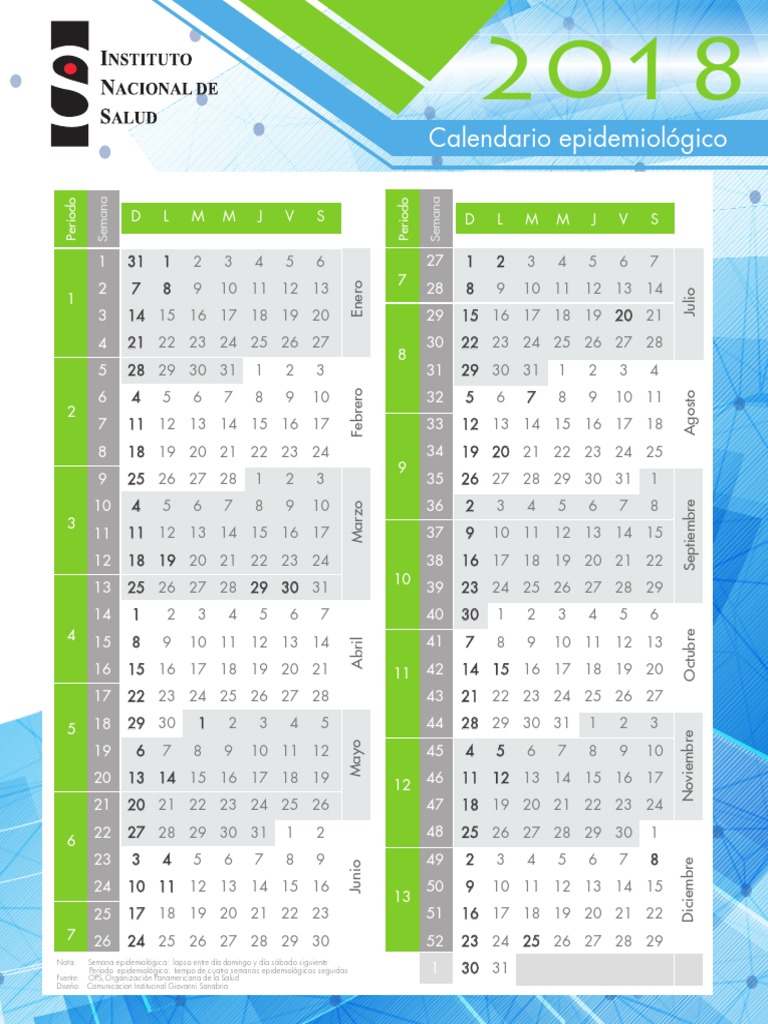 Calendario Epidemiologico 2018 | PDF