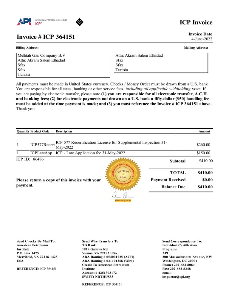 Icp Invoice - Icp 364151 Akram Alhadda | PDF | Invoice | Payments